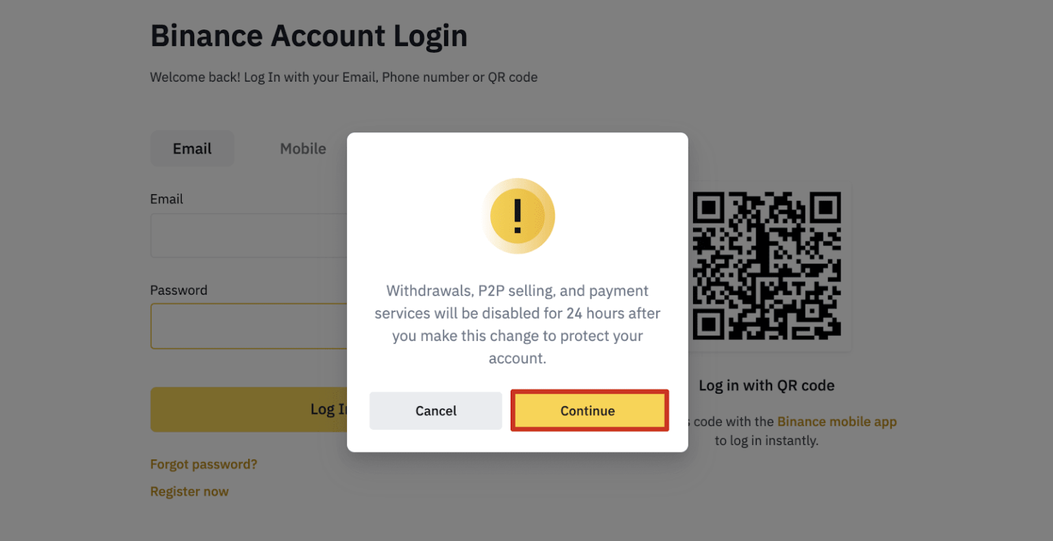 How to reset Binance password on computer and phone?