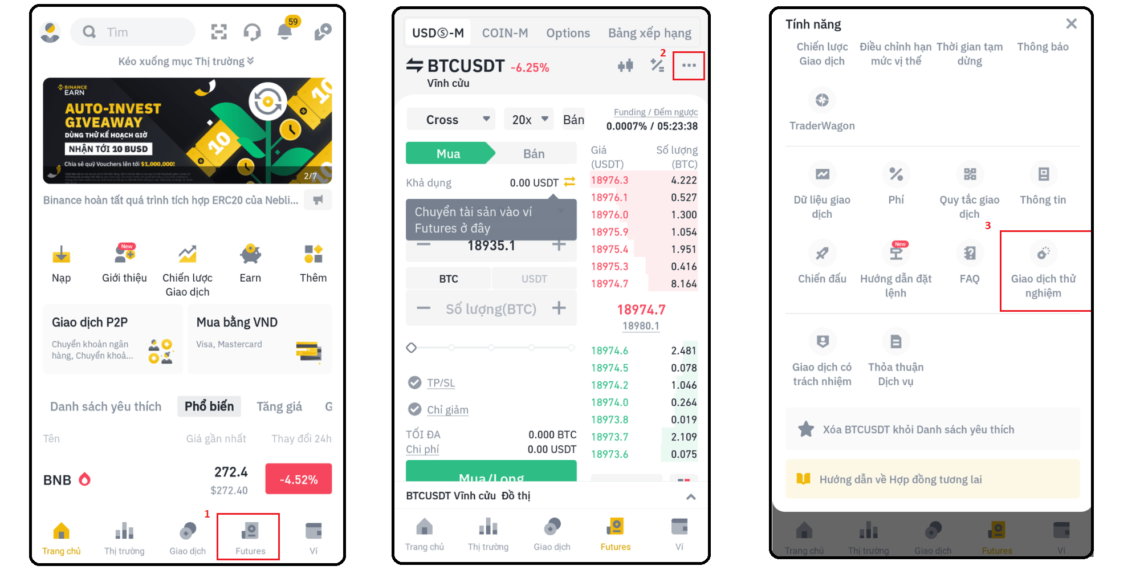 Cách truy cập vào mock trading trên Binance Futures